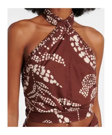 Poupette St Barth Suma Printed Cotton Crop Top