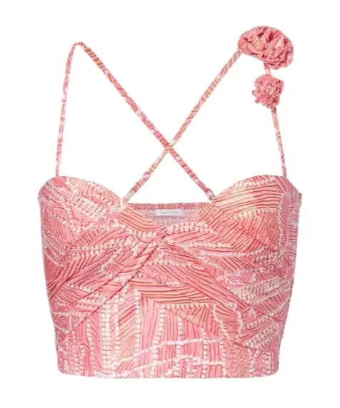 Poupette St Barth Palmire Printed Cotton-blend Crop Top