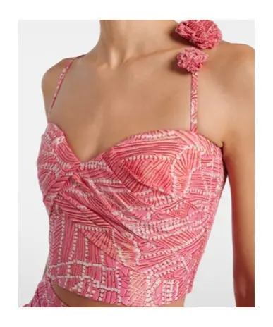 Poupette St Barth Palmire Printed Cotton-blend Crop Top