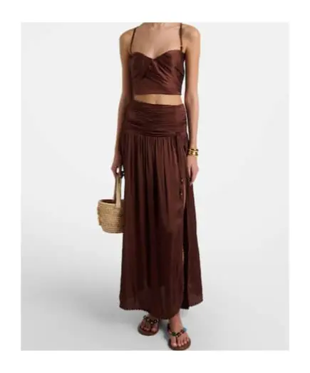 Poupette St Barth Palmire Satin Crop Top
