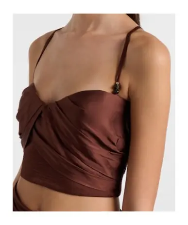 Poupette St Barth Palmire Satin Crop Top