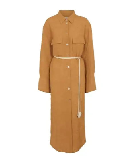 Nanushka Crinkled Sateen Shirt Dress - Brown