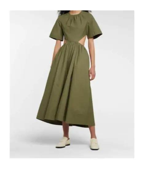 DEVEAUX Cutout Poplin Midi Dress