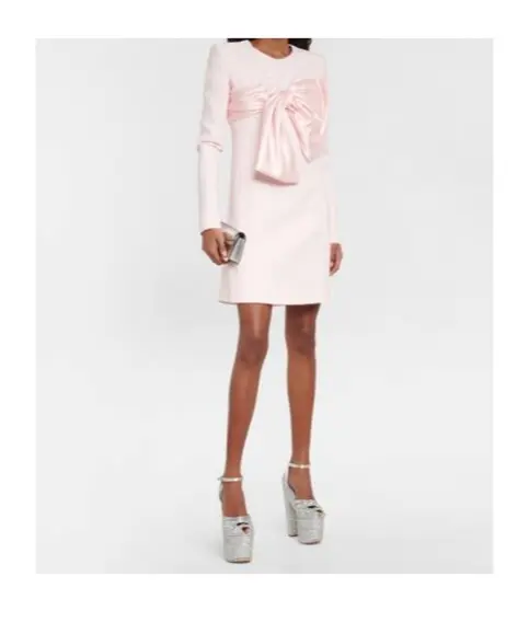 Giambattista Valli Bow Detail Crêpe Mini Dress - Pink