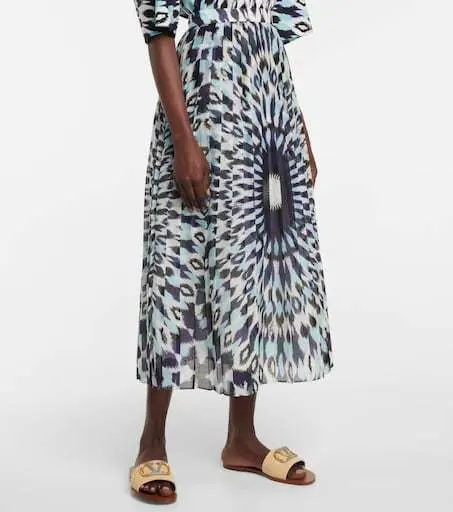 Valentino Garavani Printed Cotton And Silk Midi Skirt