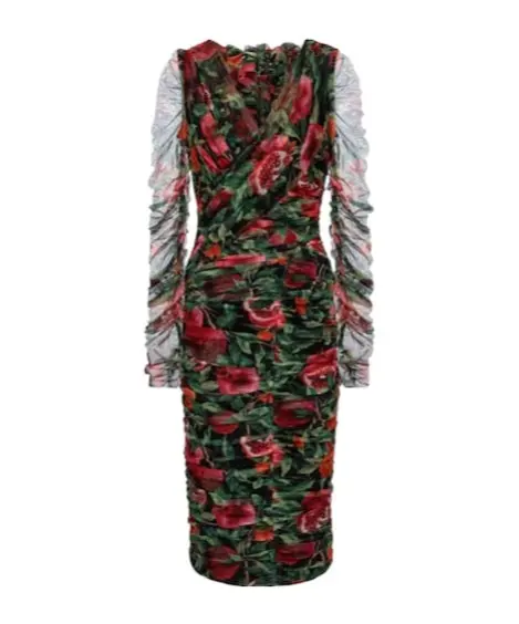 Dolce & Gabbana Pomegranate-printed Cotton-blend Midi Dress - Multicolor