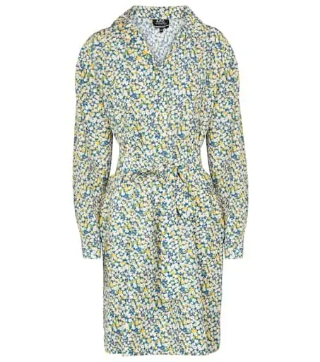 A.p.c. Melissa Floral Silk And Cotton Minidress - Gray