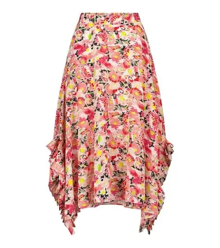 Stella McCartney Ashlyn Floral Silk Midi Skirt