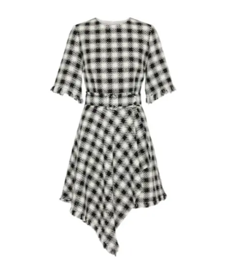 Oscar De La Renta Checked Asymmetric Minidress