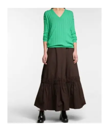 Plan C Ribbed V-neck Long Sleeve Sweater