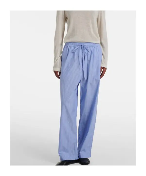 THE ROW Orien Striped Cotton Wide-leg Pants
