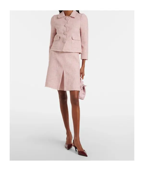 SHUSHU/TONG Belted Cotton-blend Tweed Pencil Skirt