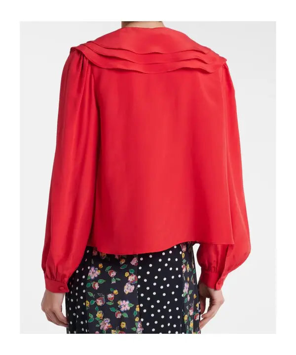 Rixo Emelin Floral-appliqué Silk Blouse