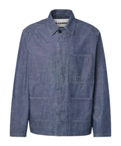 JIL SANDER Cotton Chambray Overshirt - Blue