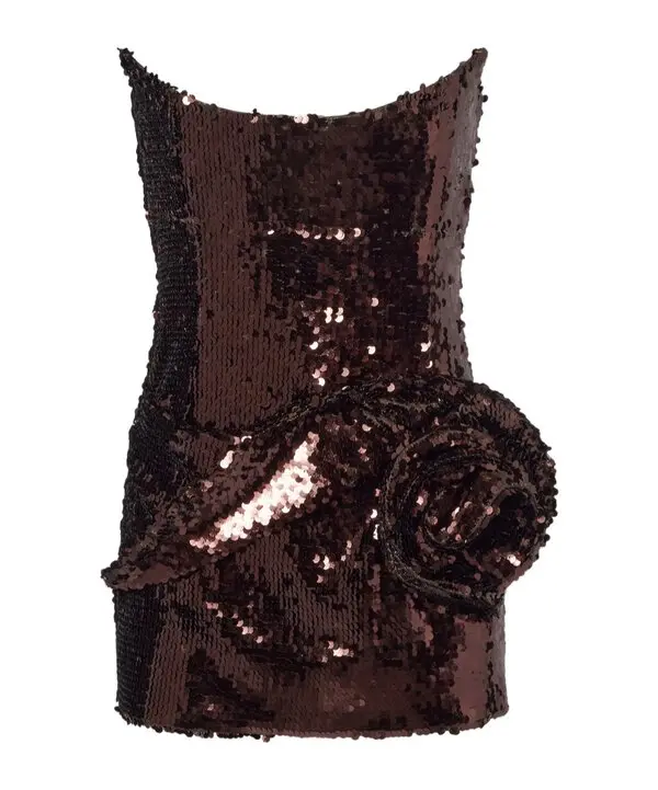 Magda Butrym Floral-appliqué Sequined Minidress