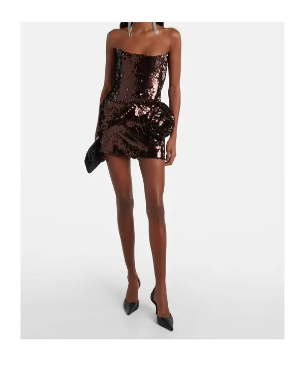 Magda Butrym Floral-appliqué Sequined Minidress