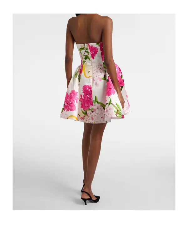LEO Strapless Floral Print Fit And Flare Mini Dress