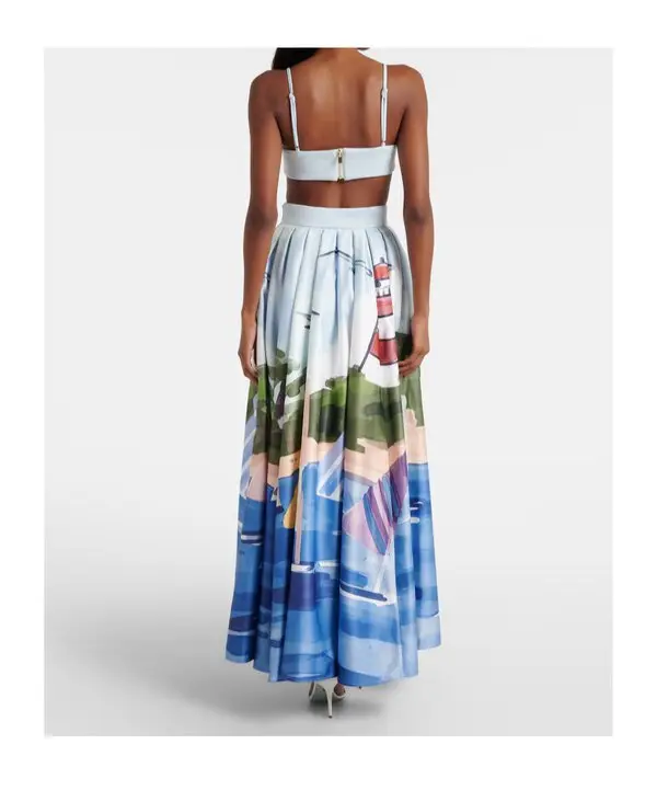 LEO Printed Pleated Maxi Skirt