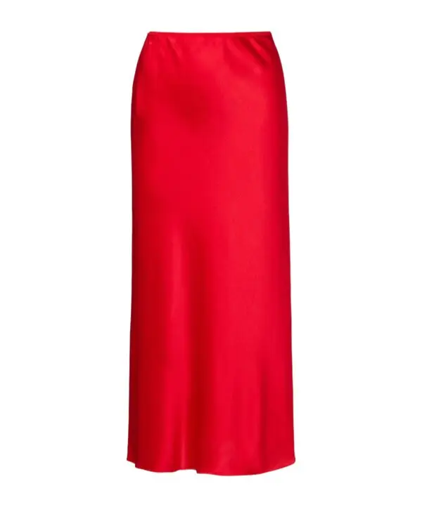 Dorothee Schumacher Sense Of Shine Satin Midi Skirt - Red
