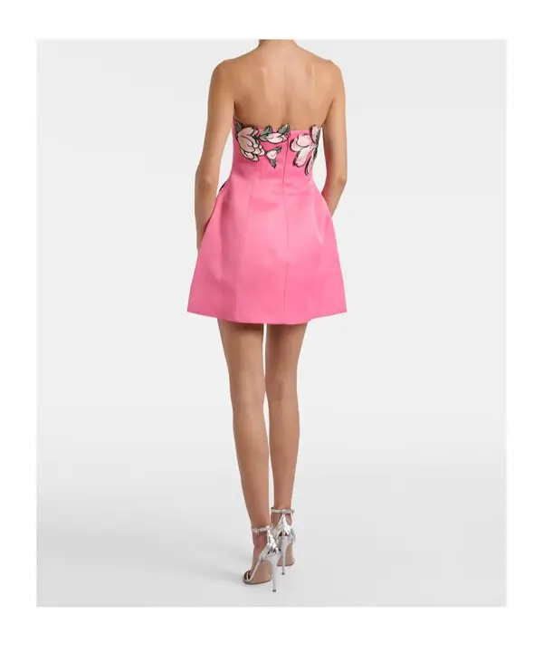 LEO Floral-appliqué Embroidered Minidress