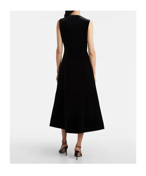LEO Cleo Floral-appliqué Velvet Midi Dress