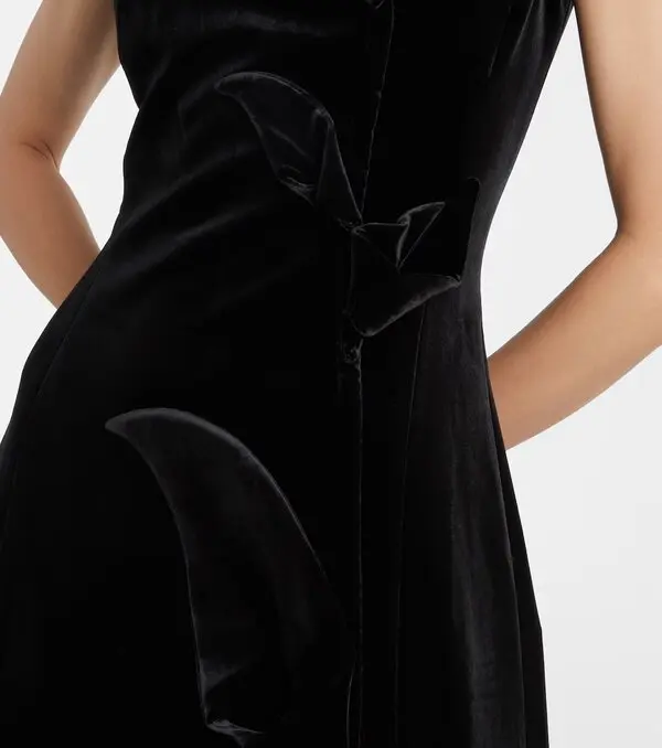 LEO Cleo Floral-appliqué Velvet Midi Dress