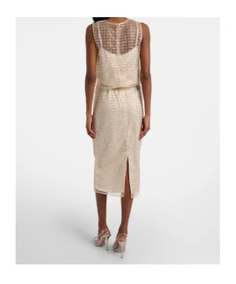 Staud Ciara Beaded Sheer Tulle Midi Skirt