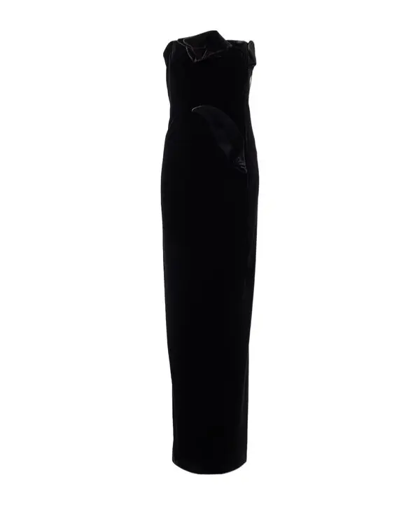 LEO Marilyn Cutout Floral-appliqué Velvet Gown