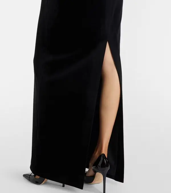 LEO Marilyn Cutout Floral-appliqué Velvet Gown