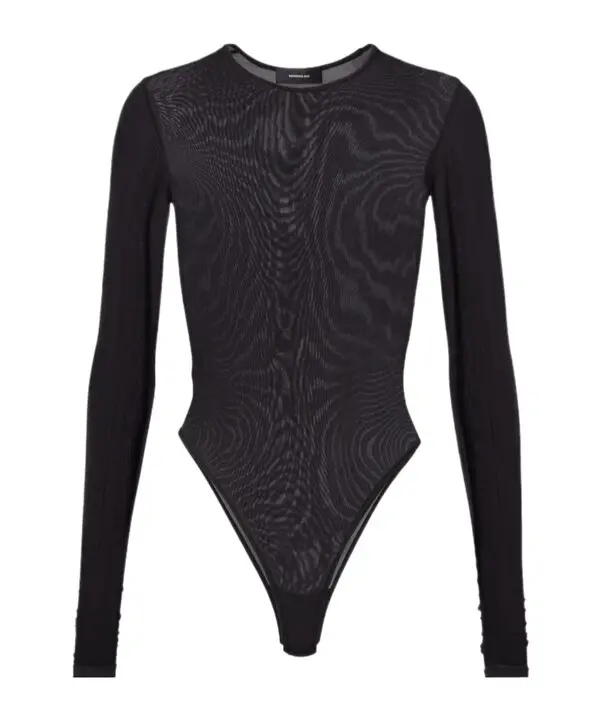 Wardrobe.NYC Sheer Bodysuit - Black