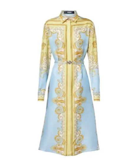 Versace Twill Barocco Print Midi Dress