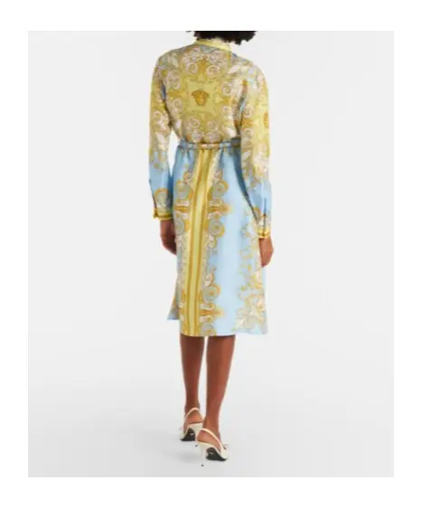Versace Twill Barocco Print Midi Dress