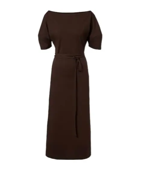 LEMAIRE Cotton And Linen Jersey Midi Dress - Brown