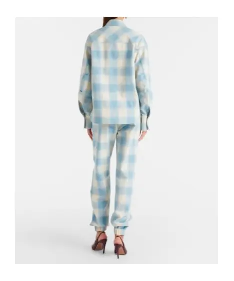 Attico Checked Cotton And Wool Tapered Pants