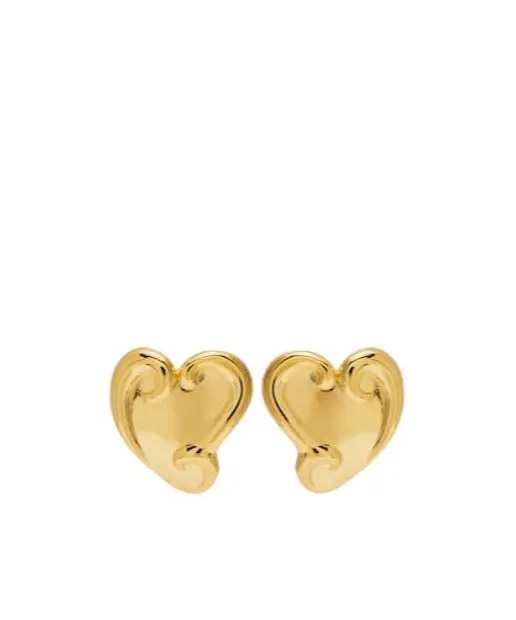 Oscar De La Renta Swirl Heart Earrings - Yellow