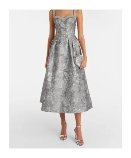 Rebecca Vallance Sterling Metallic-effect Jacquard Gown