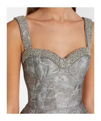 Rebecca Vallance Sterling Metallic-effect Jacquard Gown