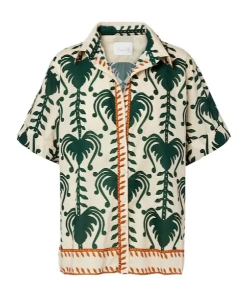 Johanna Ortiz Salty Promises Tropical Print Cotton Shirt - Nude