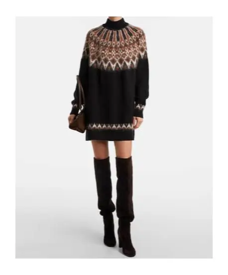 Staud Liza Fair Isle Wool-blend Sweater Dress