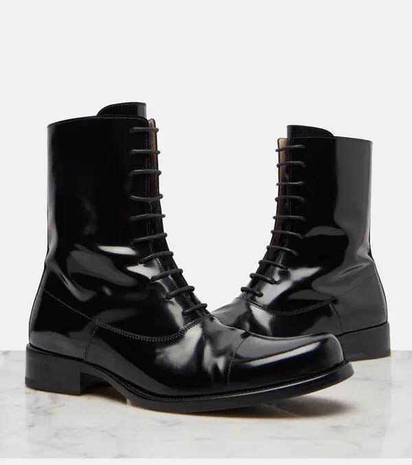THE ROW Kai Leather Lace-up Boots