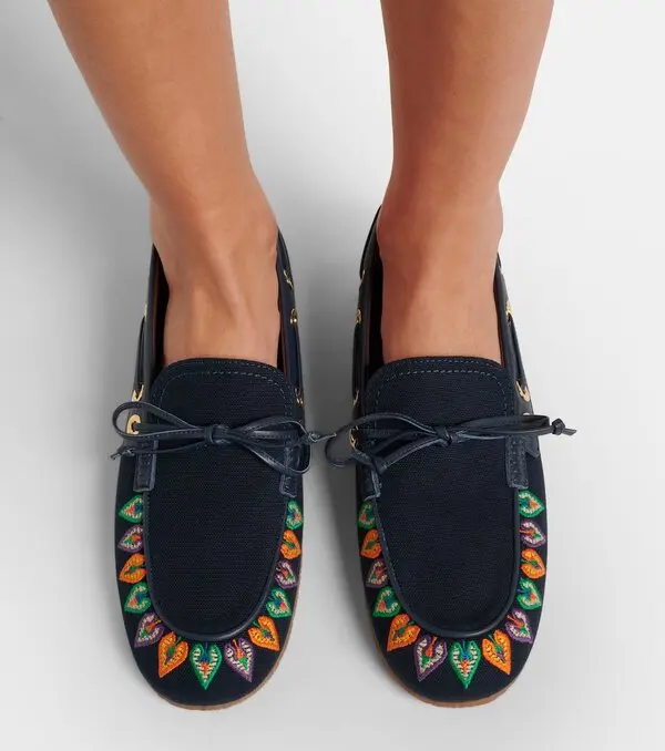Etro Embroidered Boat Shoes