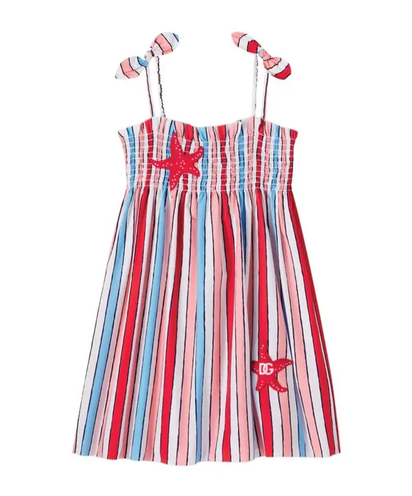 Dolce & Gabbana Striped Shirred Cotton Dress - Multi-color