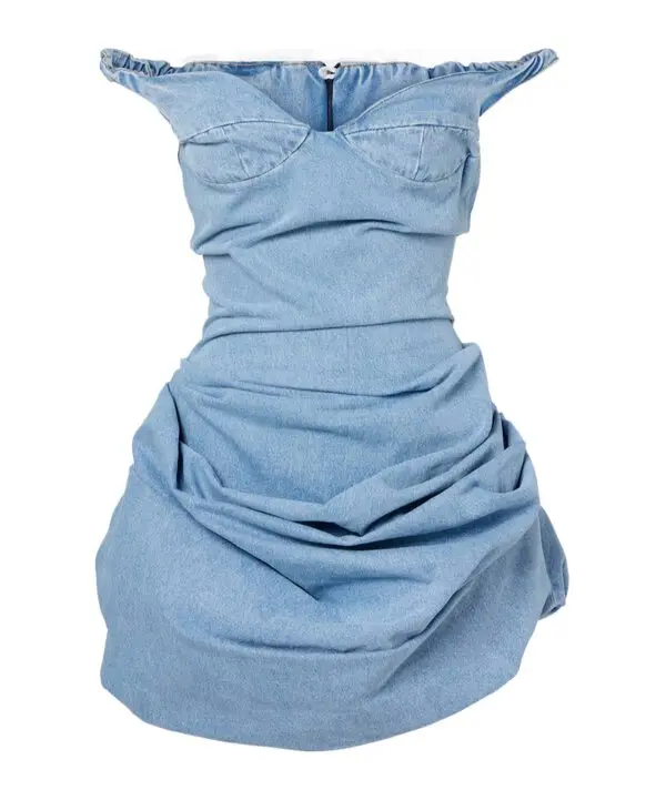 Magda Butrym Gathered Off-shoulder Denim Minidress