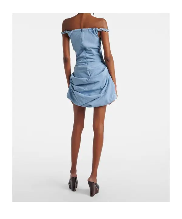 Magda Butrym Gathered Off-shoulder Denim Minidress