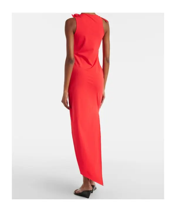 Coperni Asymmetric Floral Applique Maxi Dress