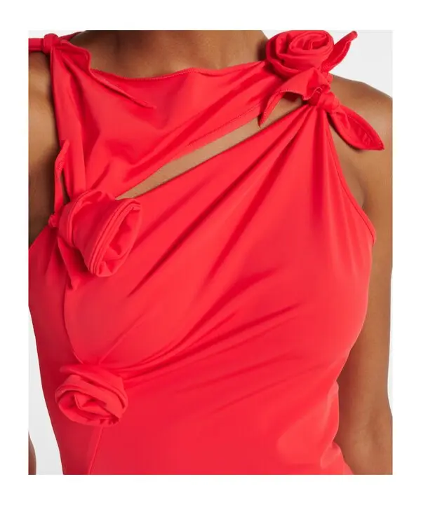 Coperni Asymmetric Floral Applique Maxi Dress