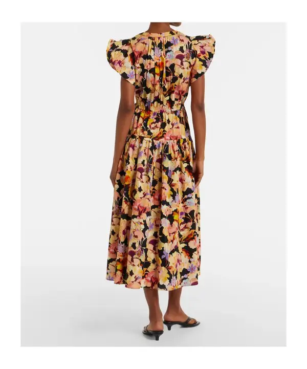 Ulla Johnson Marin Floral Cotton Poplin Midi Dress - Multicolor
