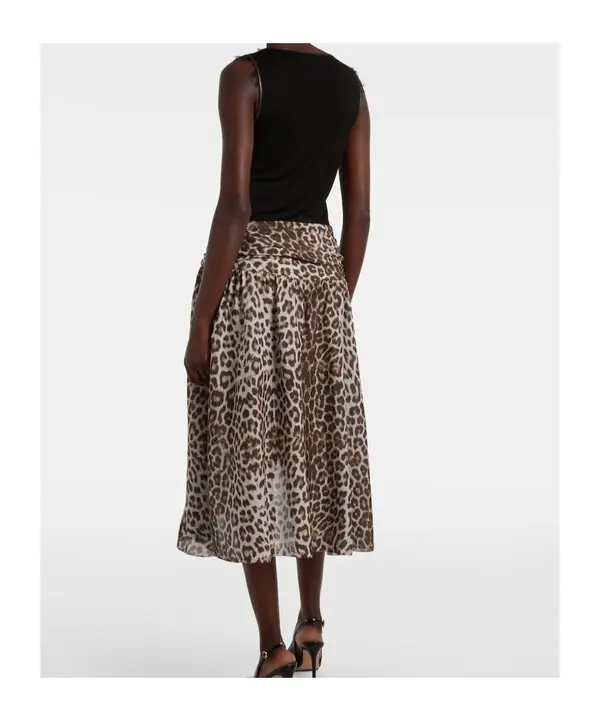 JACQUES WEI Lace-trimmed Leopard-print Asymmetric Midi Dress