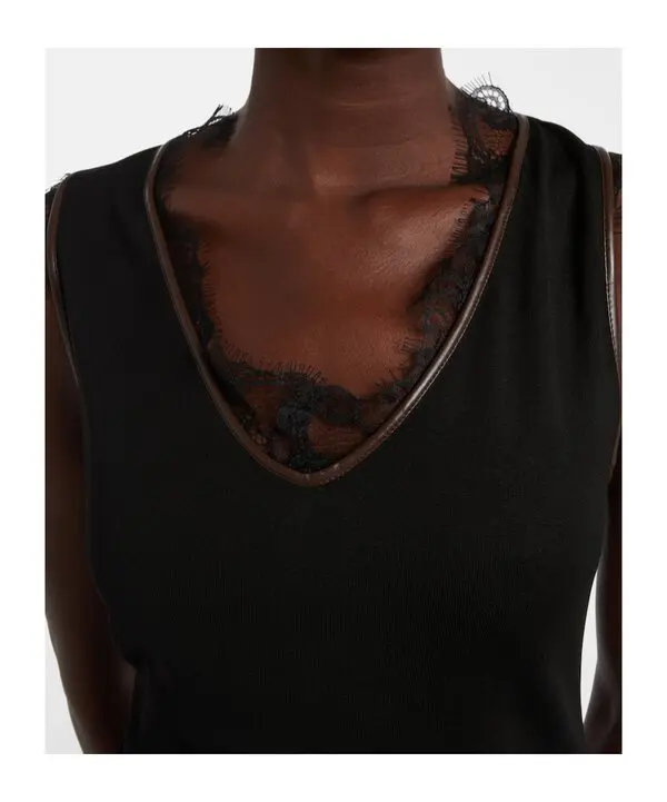 JACQUES WEI Lace-trimmed Leopard-print Asymmetric Midi Dress