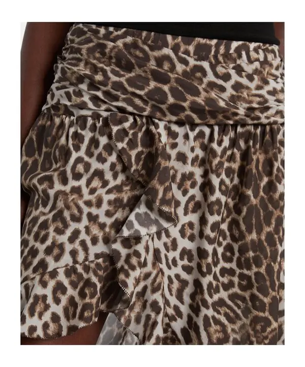 JACQUES WEI Lace-trimmed Leopard-print Asymmetric Midi Dress